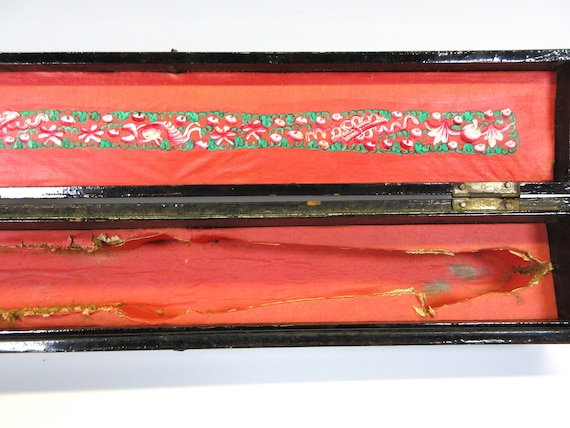 Antique Chinese lacquer 1000 faces fan box-box only - Gem