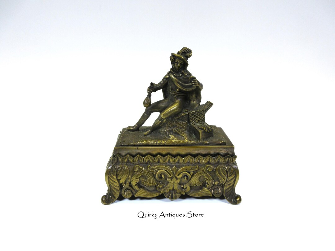 Antique Regency Period Bronze Figural Inkwell of an Alms Giver to the ...