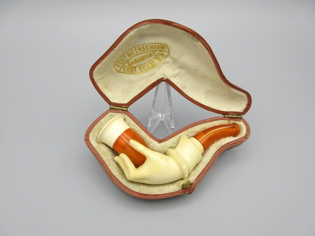 Antique Carved Meerschaum Cheroot Pipe of a Hand Mint Unused Condition ...