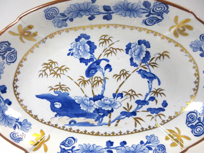 Antique Spode Pottery Blue & White BUDE Pattern No. 2219 Shaped Table ...