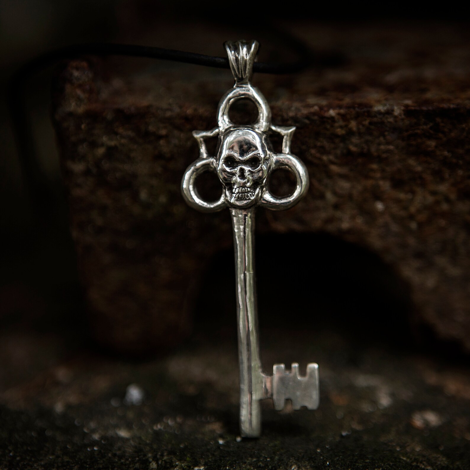 Skeleton Key Pendant Skull and Key Pendant Sterling Silver - Etsy