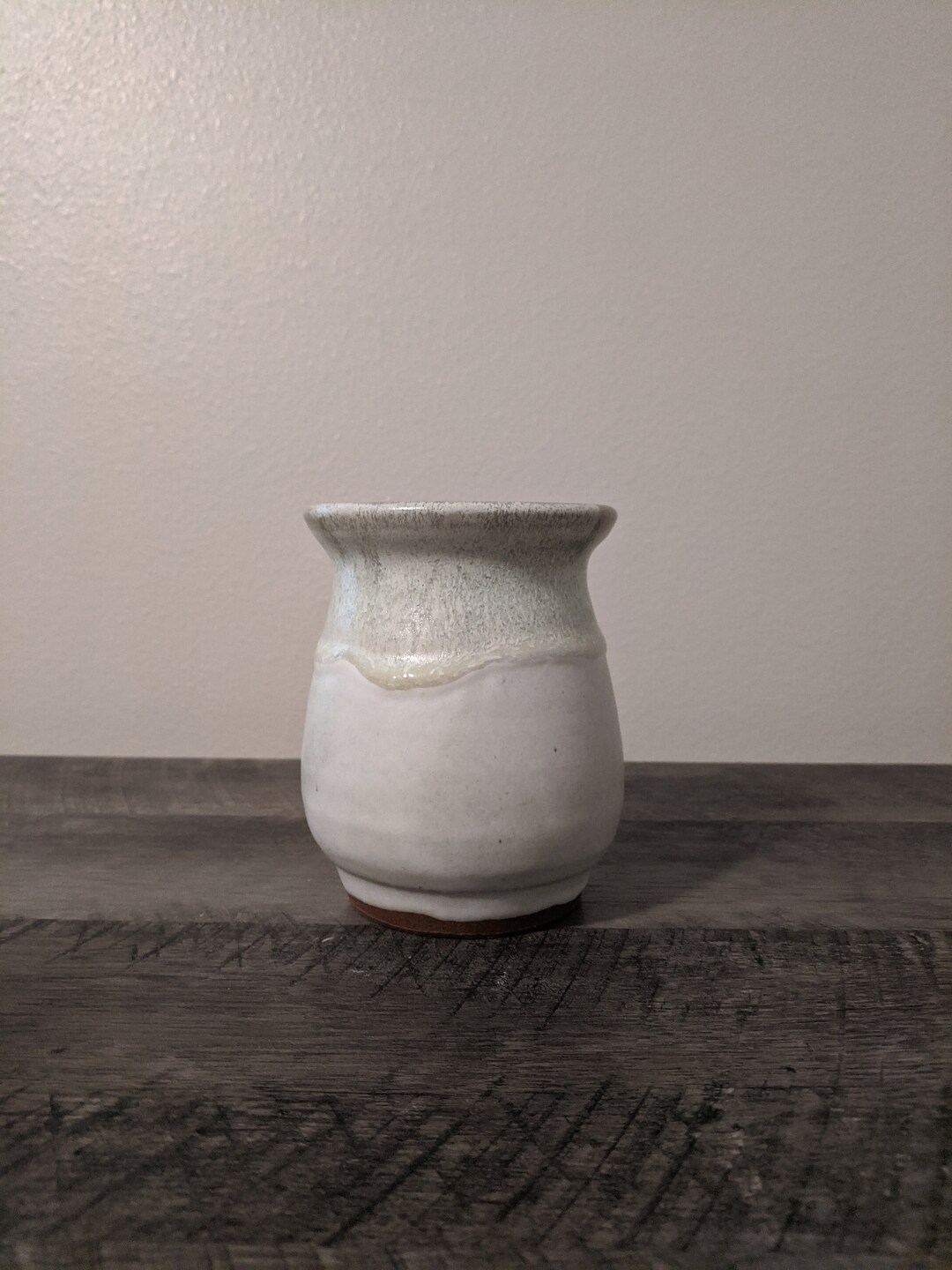 Small White and Light Green Pottery Vase 4 and a Half Inches by 4 ...