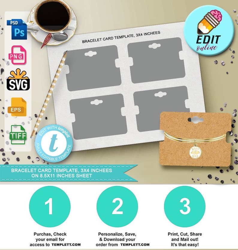 NO SOFTWARE Bracelet Display Card Bracelet Display Template Etsy
