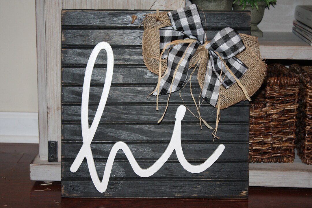 Front Door Hanger | "hi" Sign | Home Decor | Farmhouse | Housewarming ...