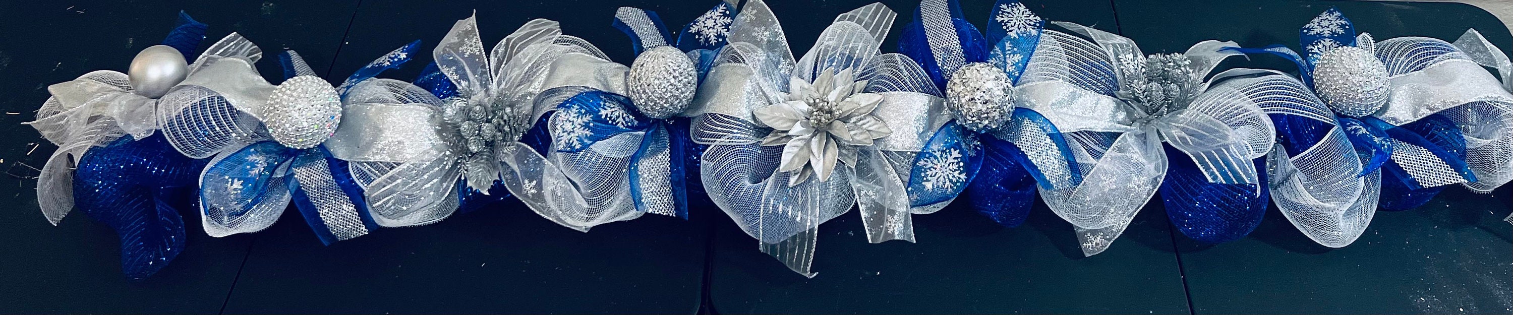 Blue, Silver and White Christmas Garland | Royal Blue Garland ...