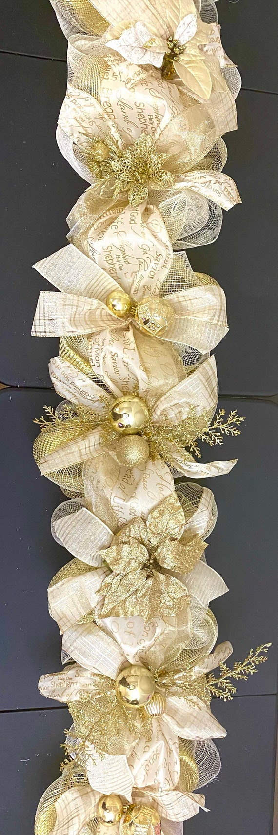 Cream and Gold Christmas Garland Gold Christmas Garland - Etsy