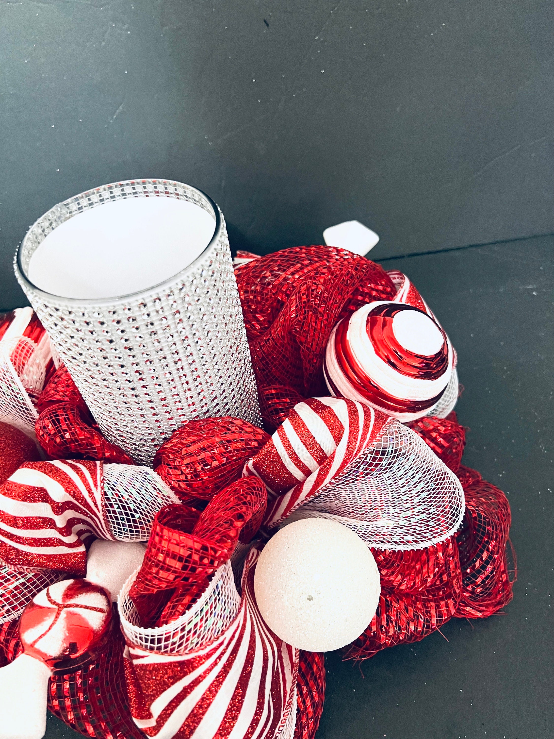 Christmas Red and White Centerpiece Peppermint Centerpiece Luxury ...