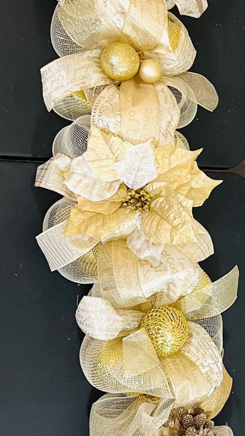 Cream and Gold Christmas Garland | Gold Christmas Garland | Luxury ...