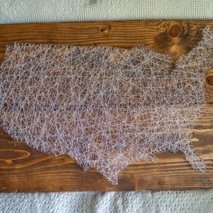 Extra Large Wooden String Art USA, Natural Wood, White String, Handmade ...