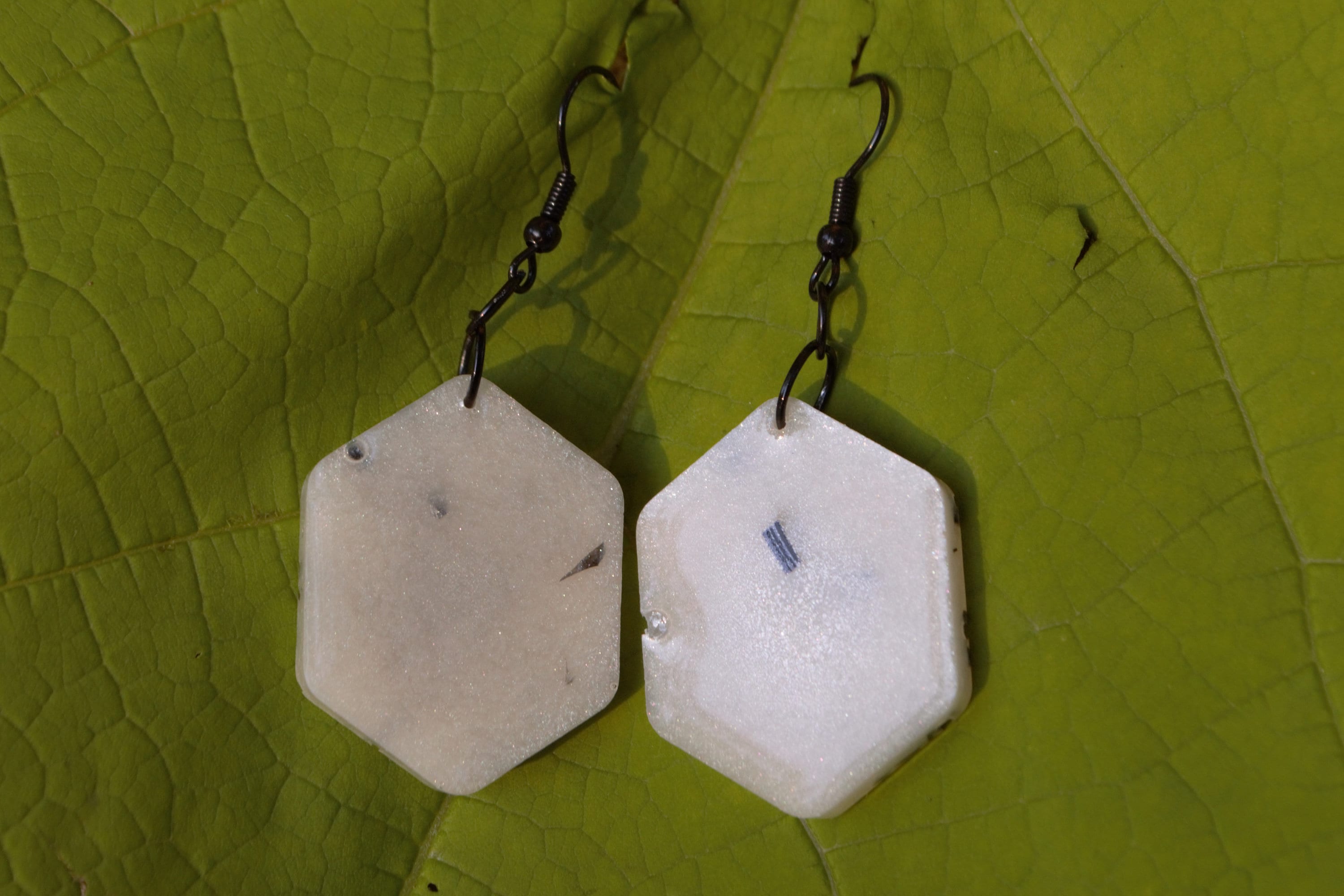 Recycled Plastic Hexagon Epoxy Resin Earrings - Etsy