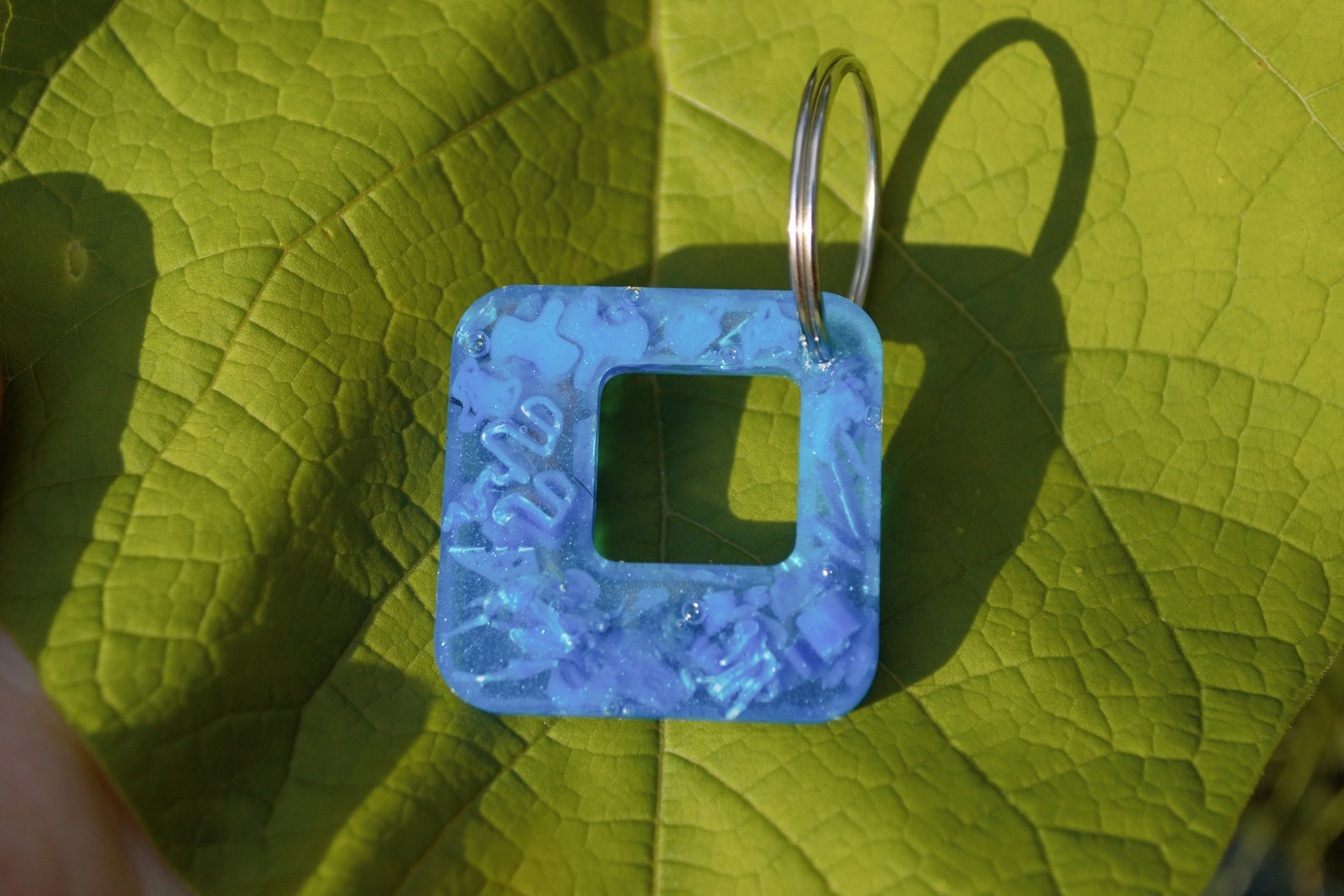 Blue Recycled Plastic Resin Keychain - Etsy