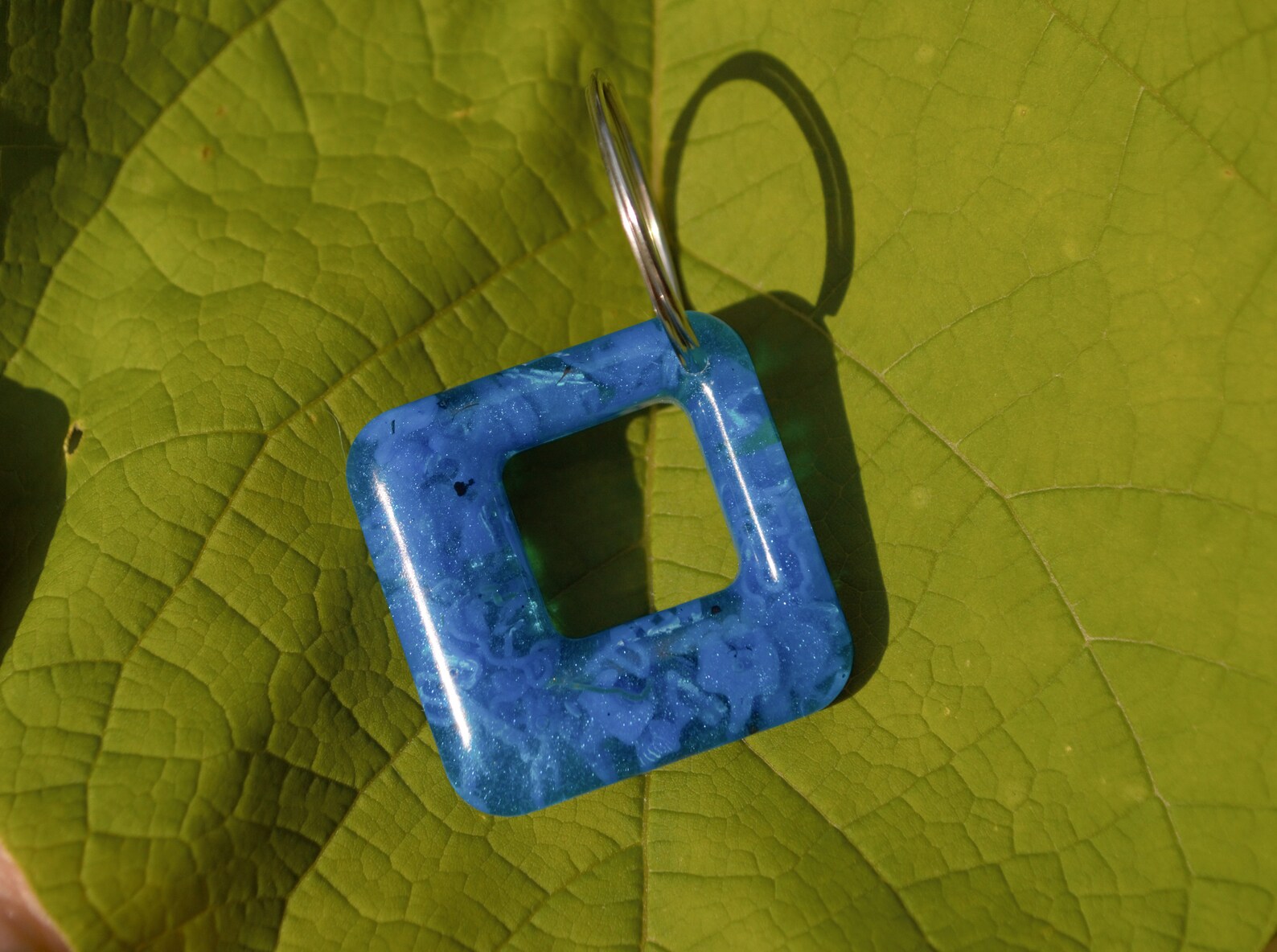 Blue Recycled Plastic Resin Keychain - Etsy