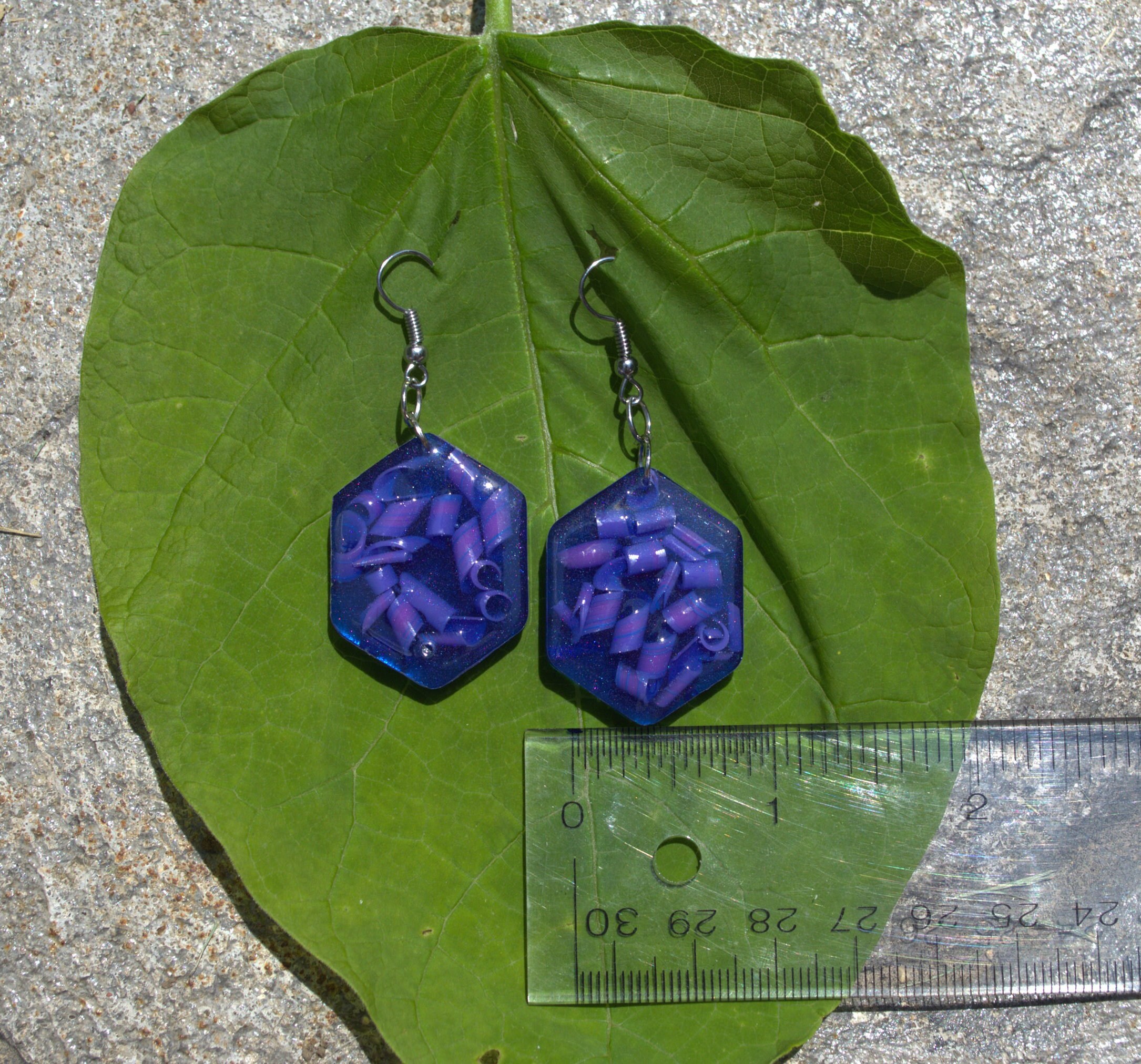 Recycled Plastic Hexagon Epoxy Resin Earrings - Etsy