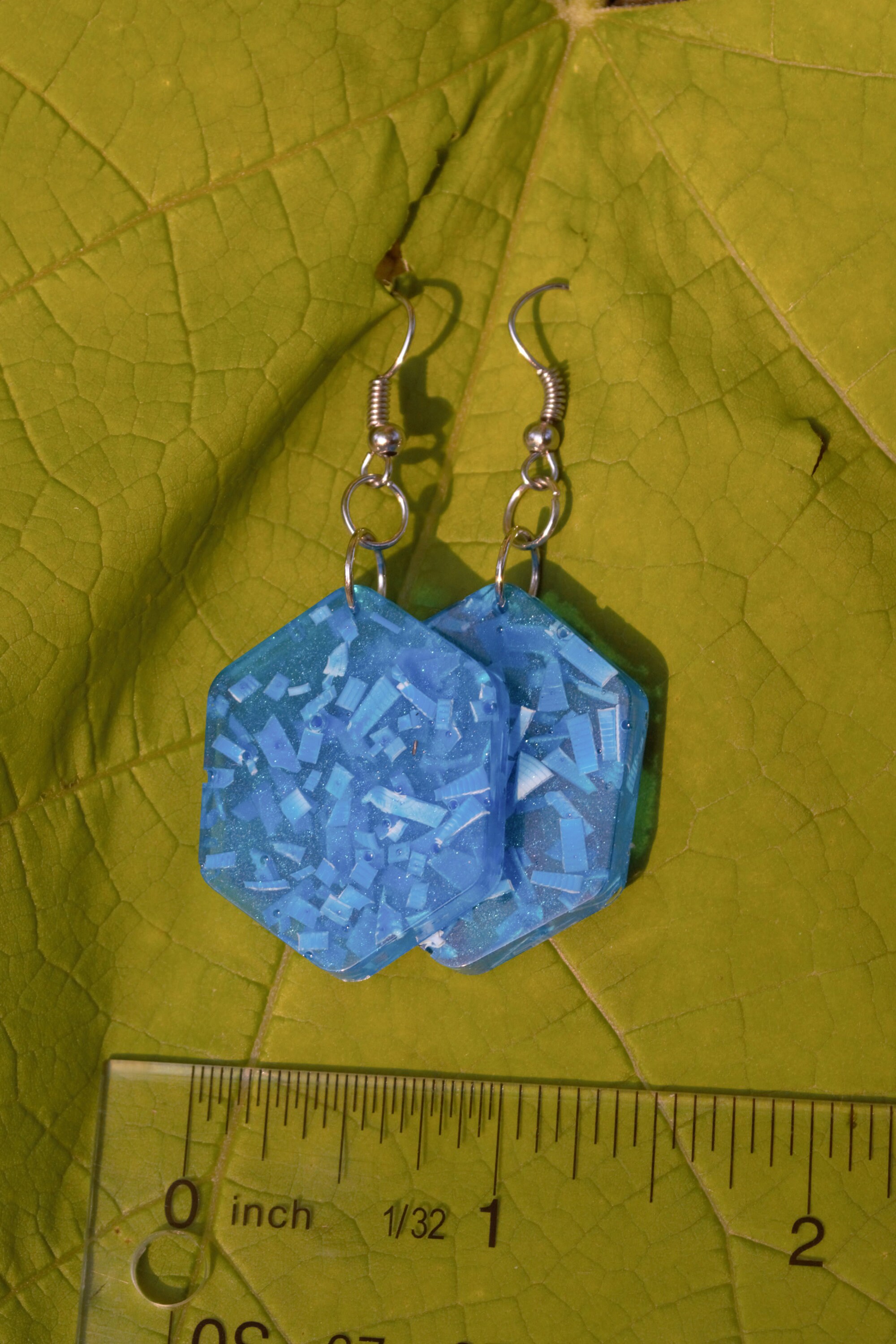 Recycled Plastic Hexagon Epoxy Resin Earrings - Etsy