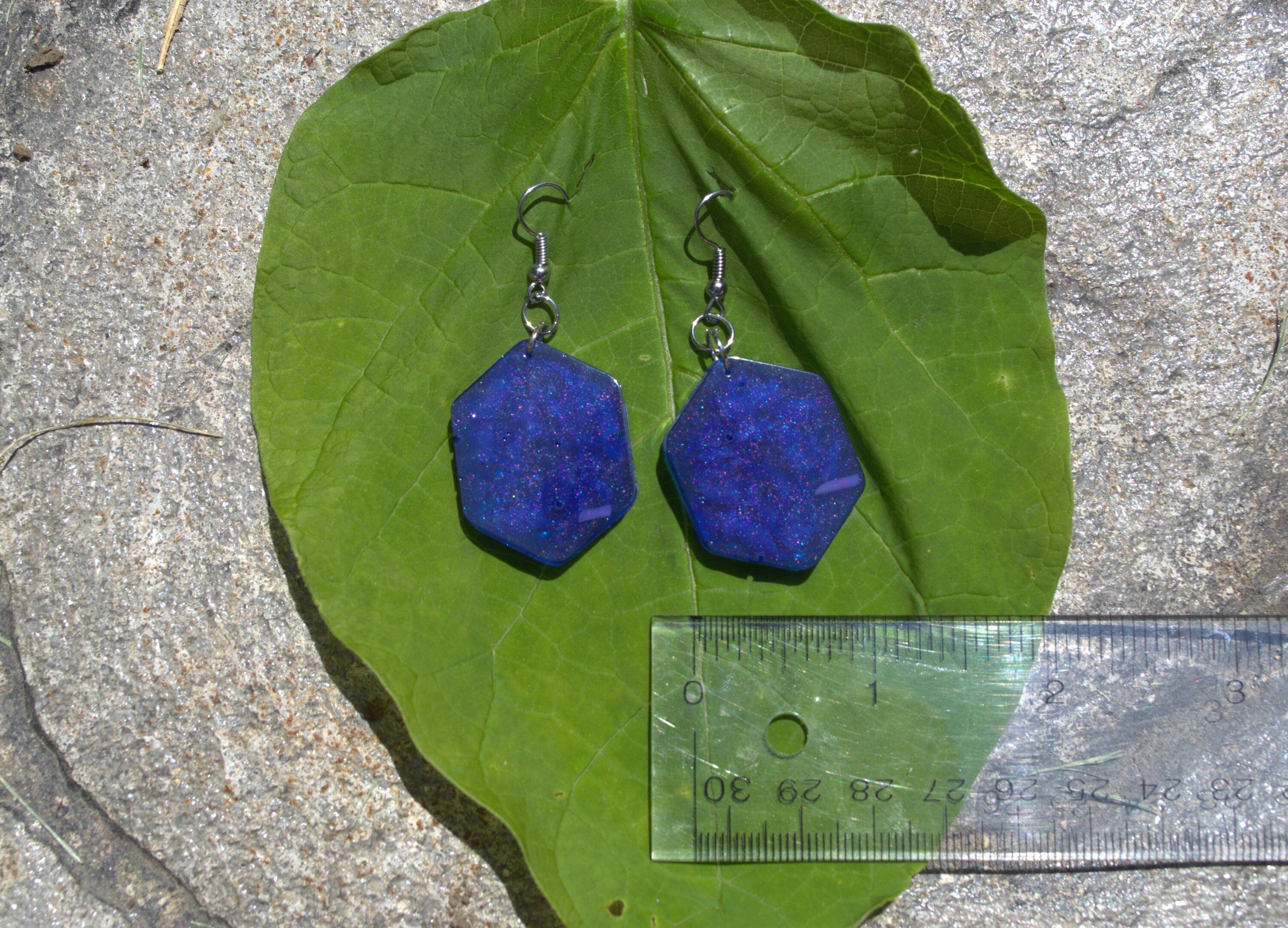 Recycled Plastic Hexagon Epoxy Resin Earrings - Etsy