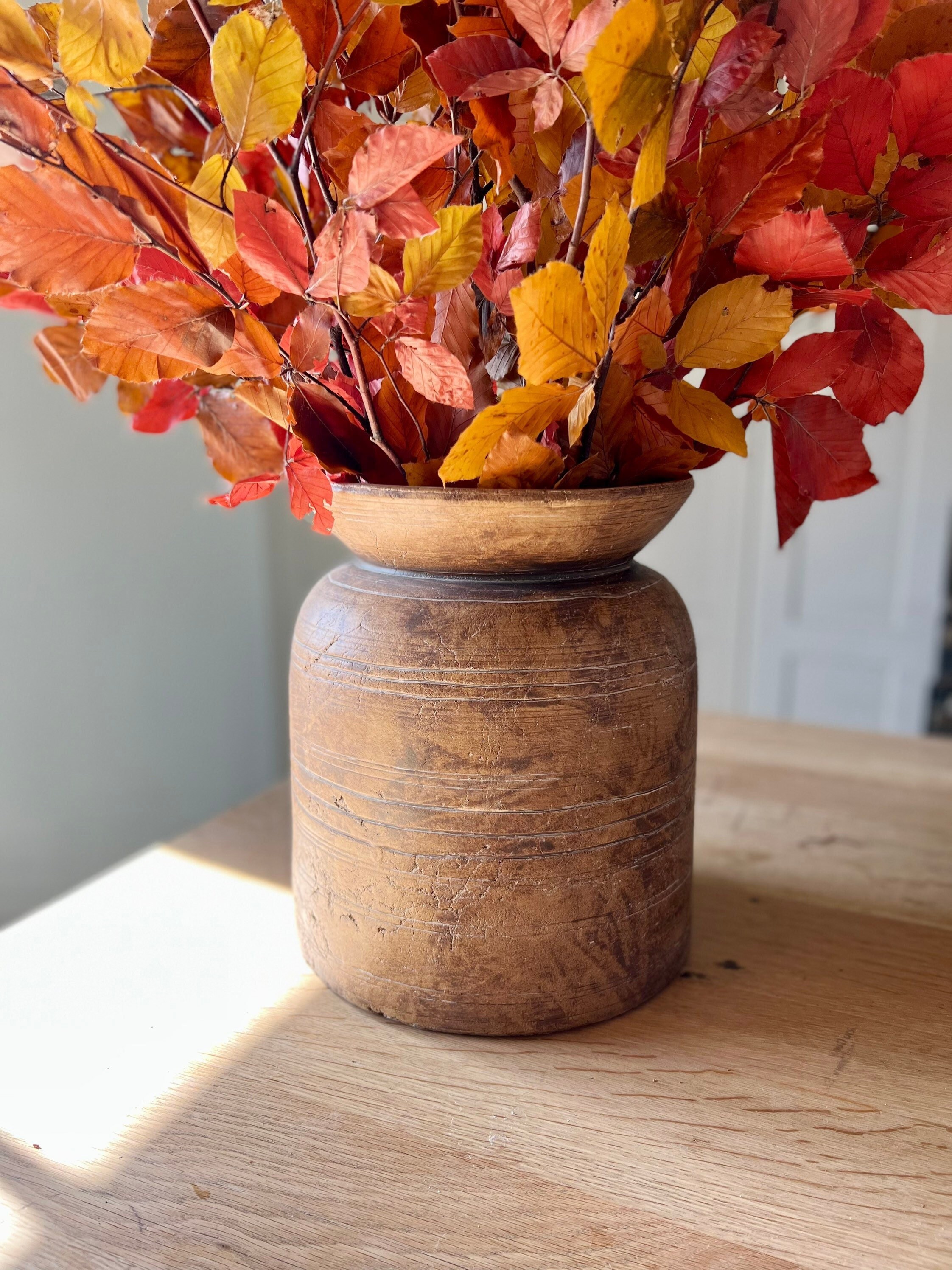 Rustic Clay Vase With Stripe Detail Natural Earthy Brown - Etsy UK