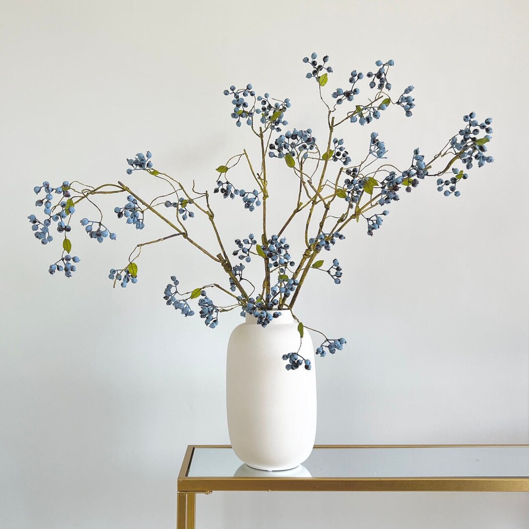 Blueberry Stem Artificial Blue Berry Branch Faux Winter Berry ...