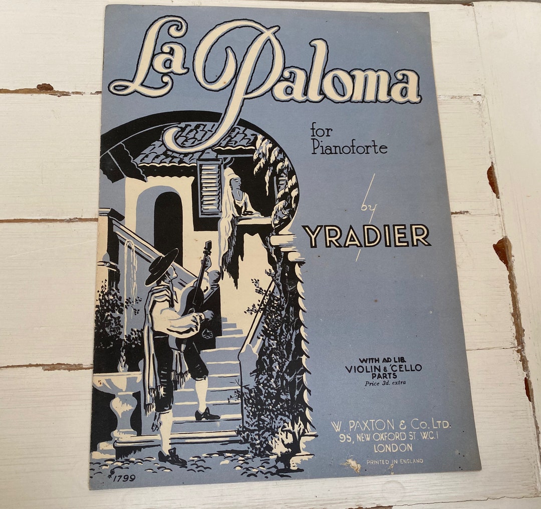 La Paloma Sheet Music Booklet by Yradier for Pianoforte - W Paxton & Co ...