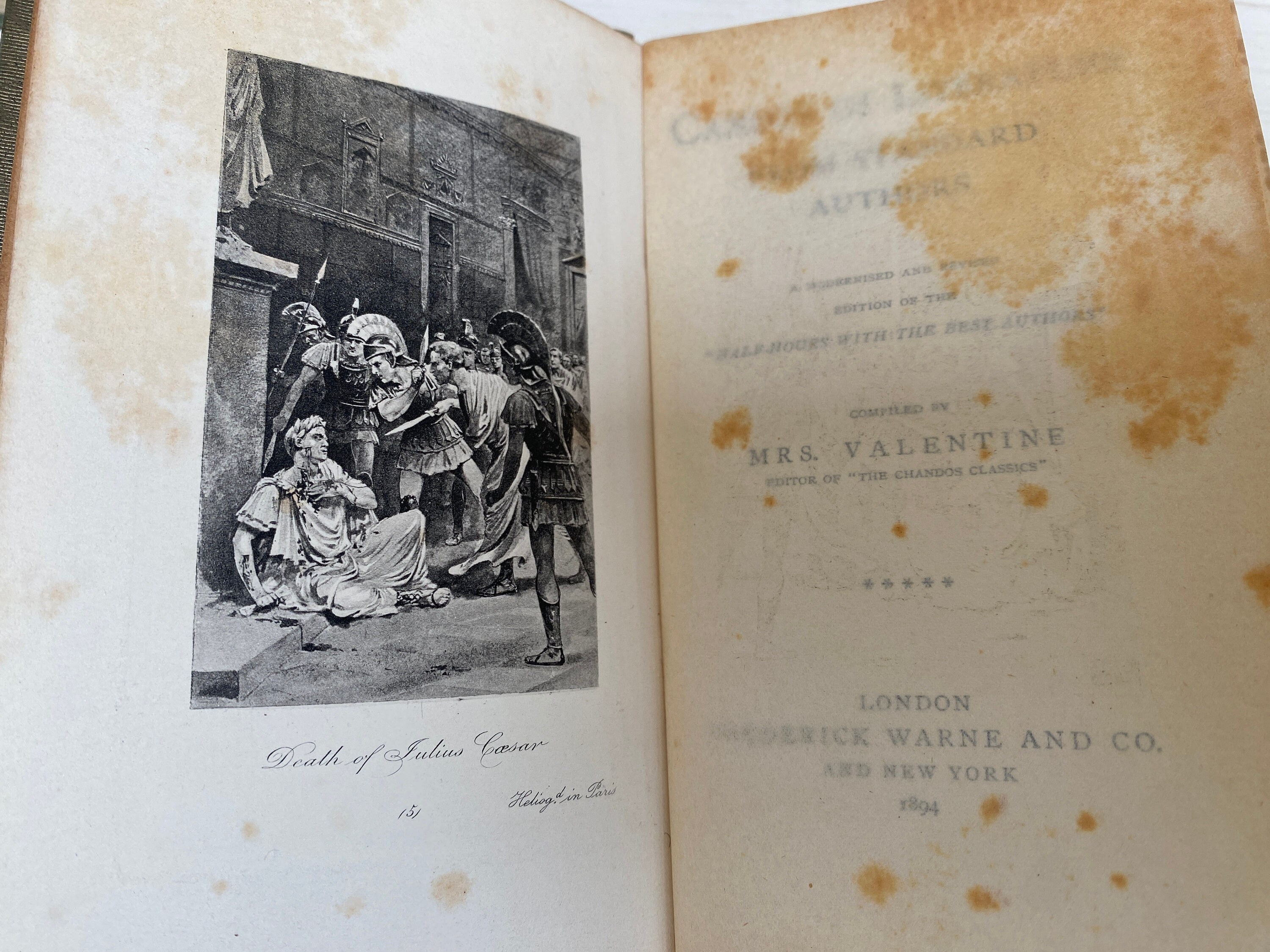 Cameos of Literature From Standard Authors -mrs. Valentine 1894 Antique ...