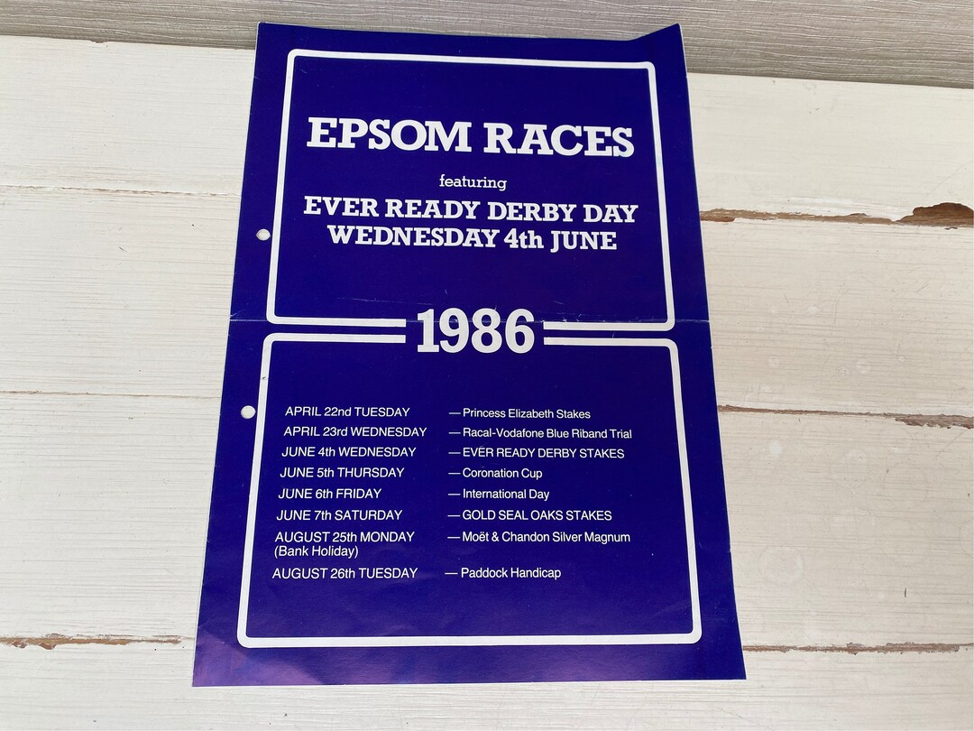 Epsom Races Derby Day 1986 Map and Admission Prices Leaflet - Vintage ...