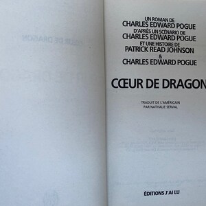 Coeur De Dragon - Heart of the Dragon by Charles Edward Pogue 1996 ...