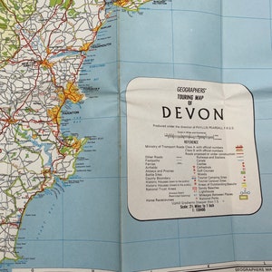 Touring DEVON Map Geographer's Map Company Ltd 1960’s ~ 2.5miles to the ...