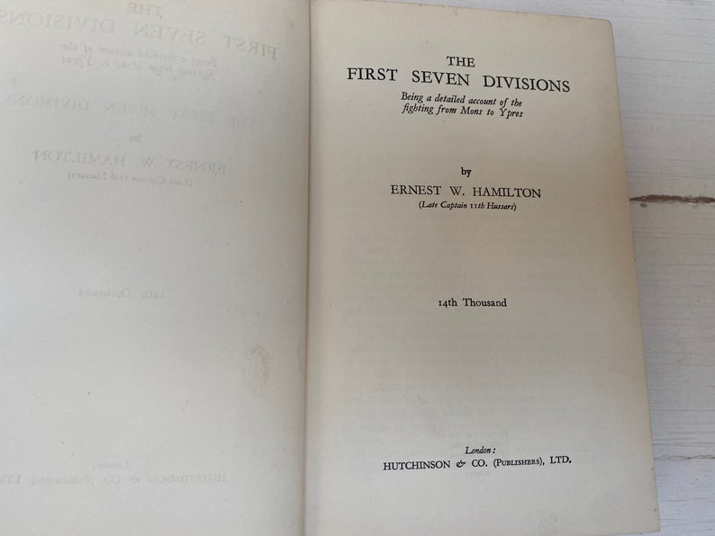The First Seven Divisions by Lord Ernest Hamilton Antique Hardback Book ...