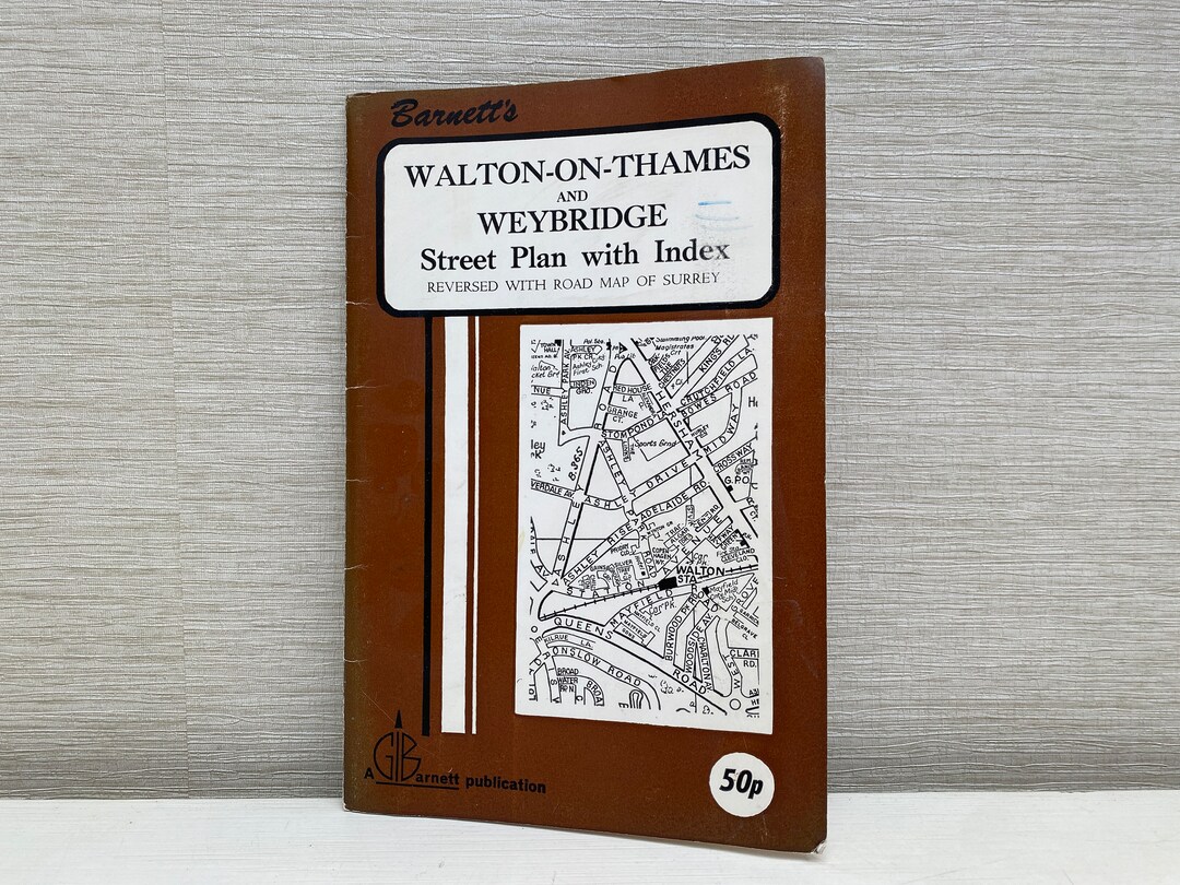 Vintage Barnett's Street Plan & Map - Walton on Thames and Weybridge ...