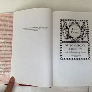 Dr Johnson’s London by Liza Picard - 2000 Hardback Book - Etsy