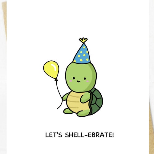 Cute Turtle Birthday Card Punny Funny Congratulations - Etsy