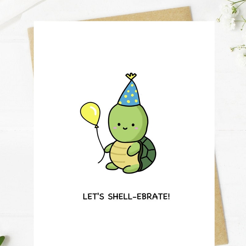 Turtle Birthday Card - Etsy