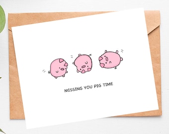 Pig Miss You Card - Etsy