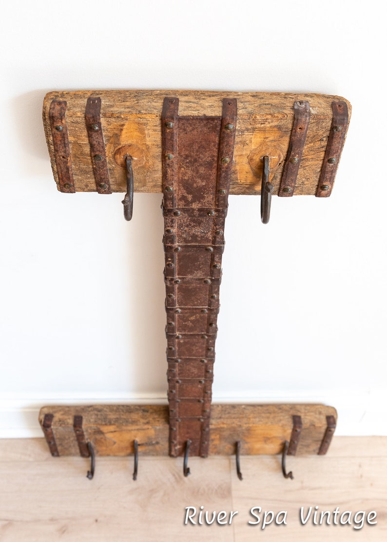 18th Century Rustic Gun Rack Horse Rack Tack Rack Oak Wrought Iron ...