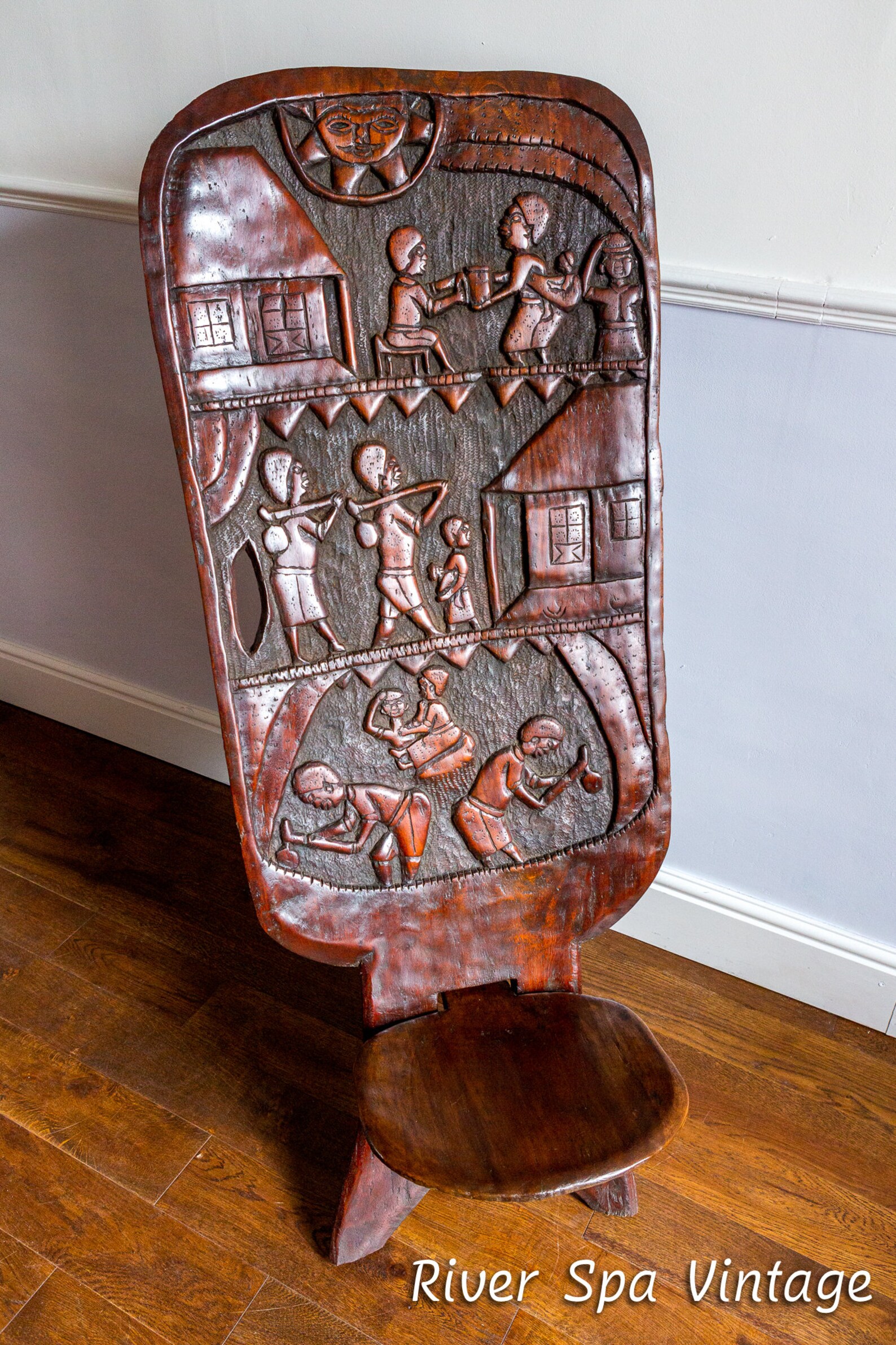 Exceptional Huge XL African Carved Mpingo Wood Tribal Chiefs Chair ...