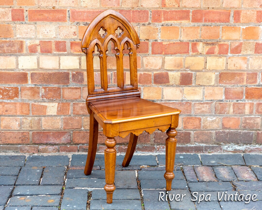 Gothic Steeple Back Oak Chair Pugin Style Gothic Revival Hall Chair ...