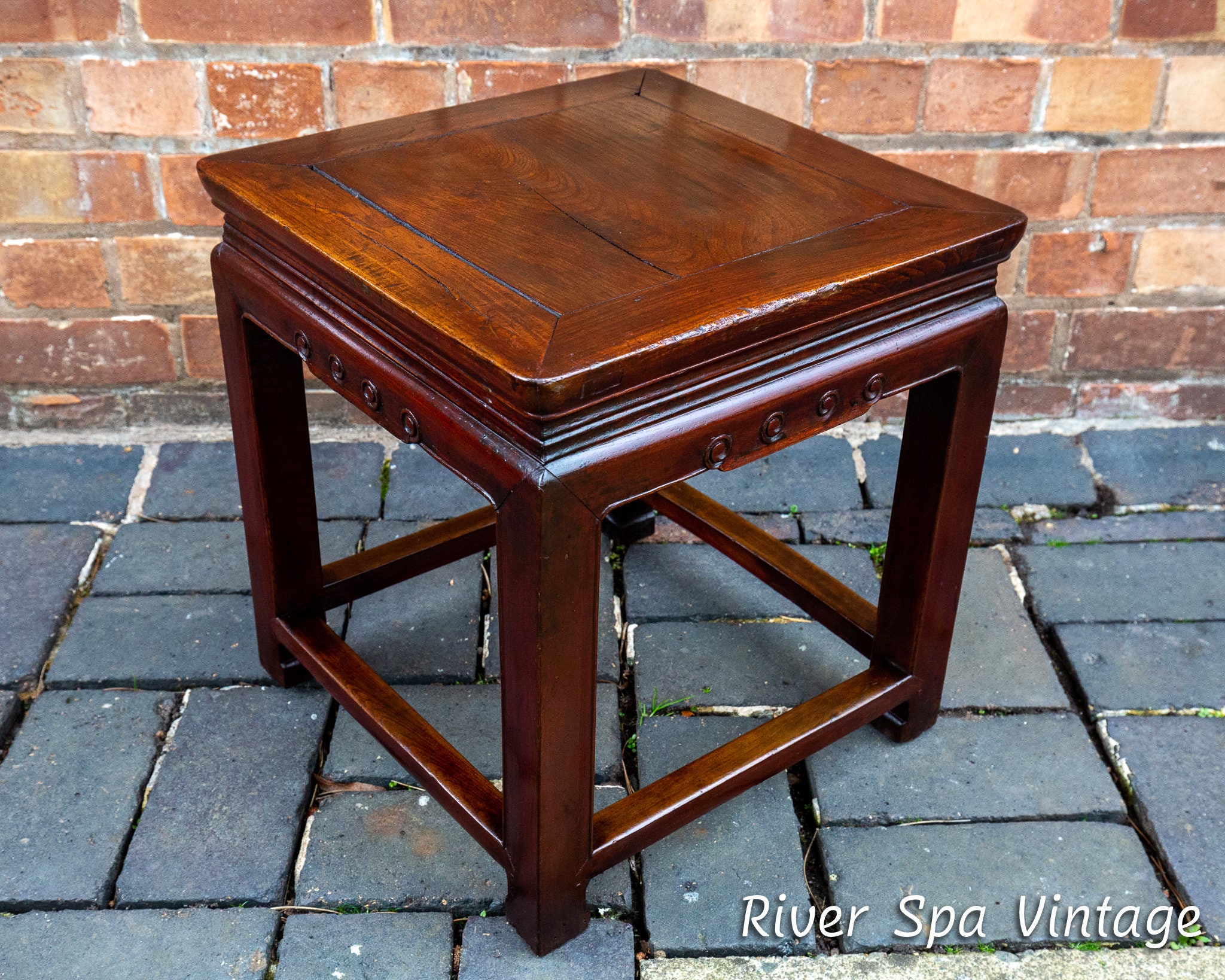 Antique Chinese Square Table Red Elm Stool Shanxi Province Lamp Table ...