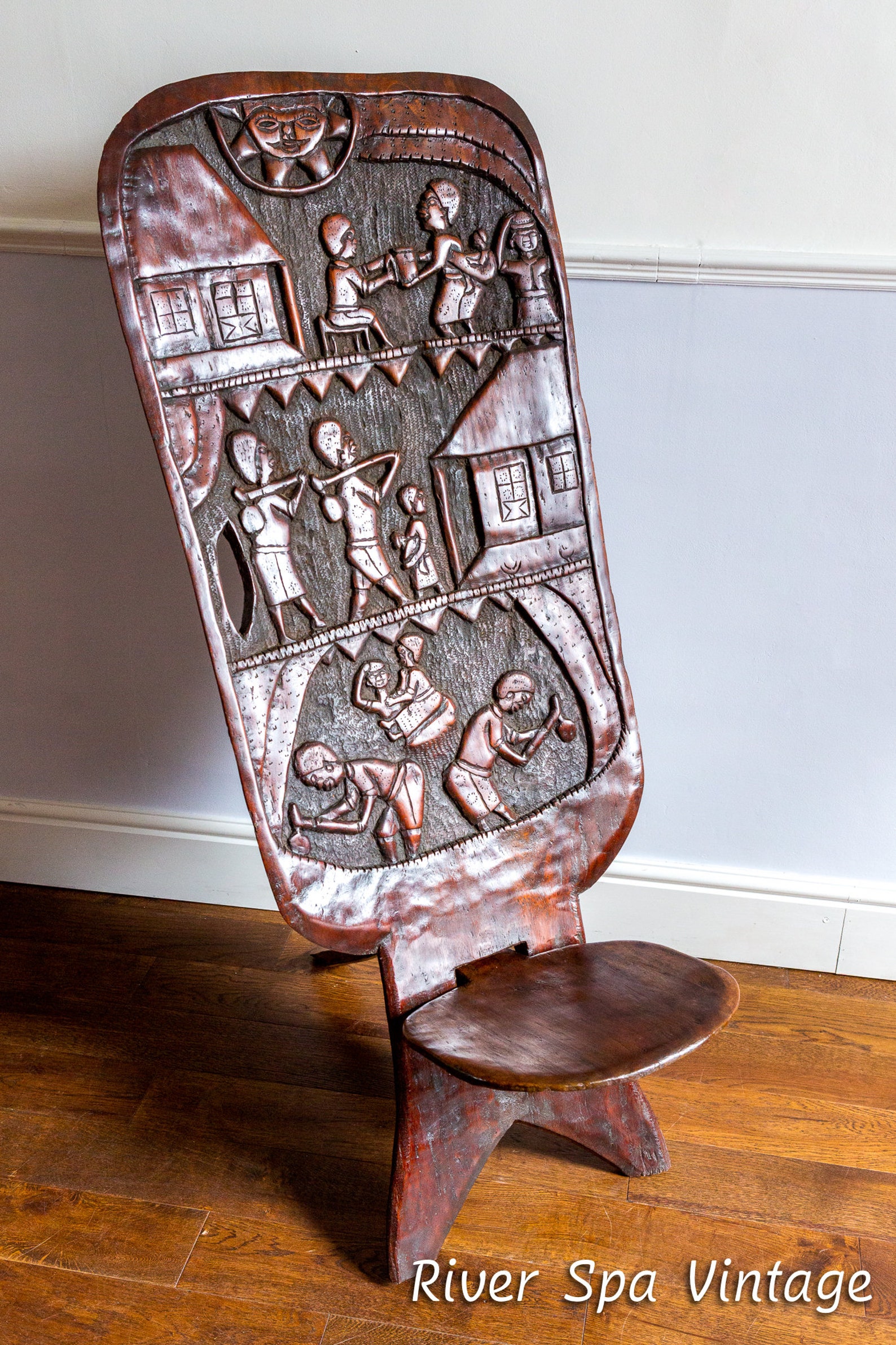 Exceptional Huge XL African Carved Mpingo Wood Tribal Chiefs Chair ...