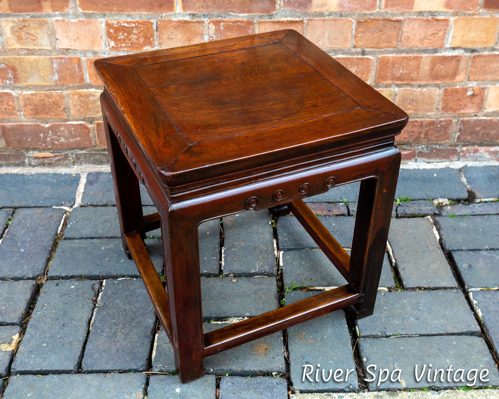 Antique Chinese Square Table Red Elm Stool Shanxi Province Lamp Table ...