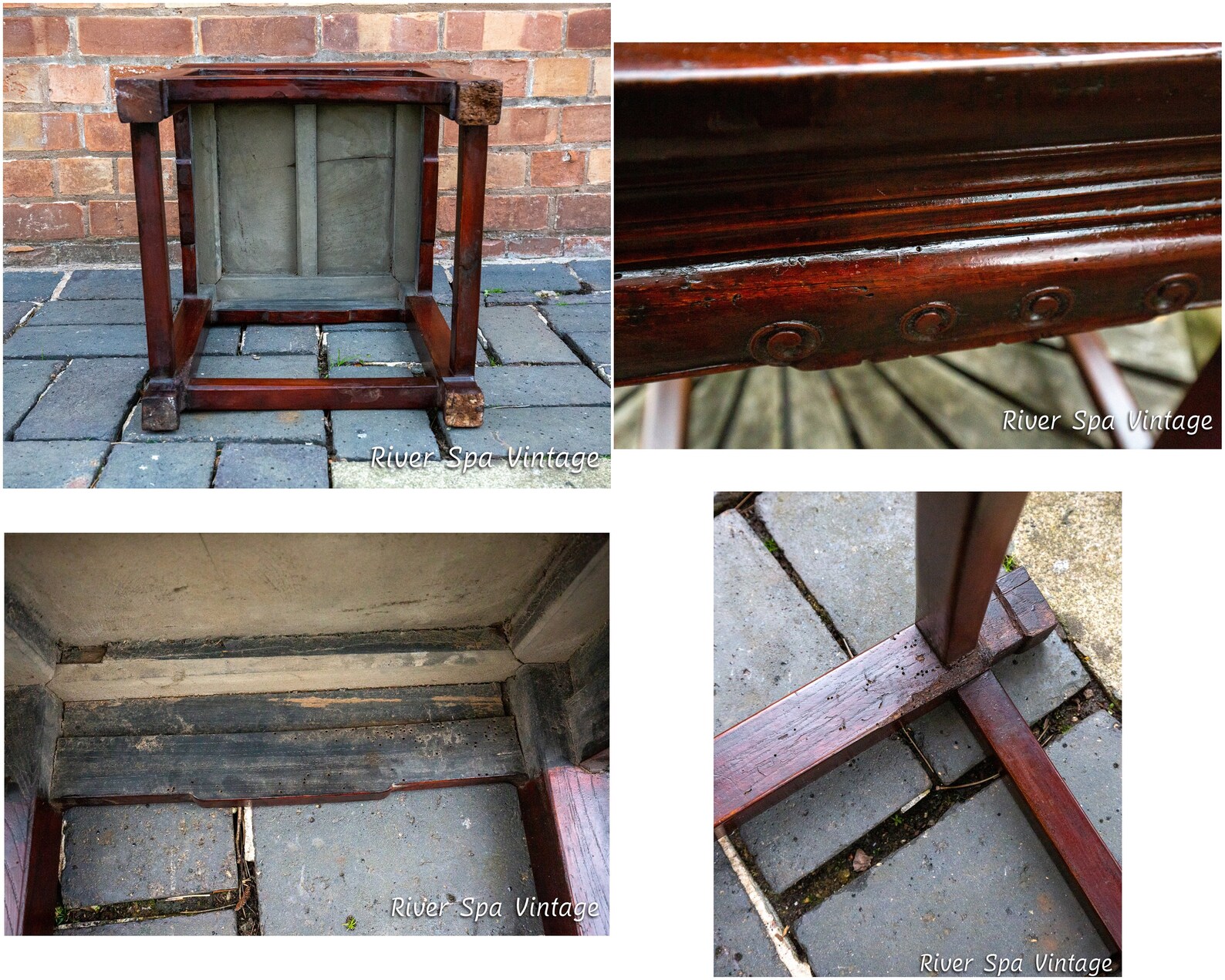 Antique Chinese Square Table Red Elm Stool Shanxi Province Lamp Table ...