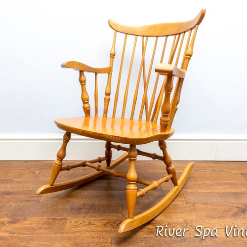 Vintage Mid Century French Country Oak Windsor Rocking Chair - Etsy