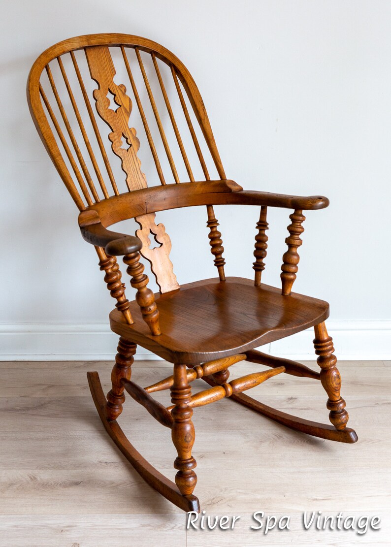 Fine Antique Windsor Rocking Chair Ash Elm 19th Century Large Broad Arm ...
