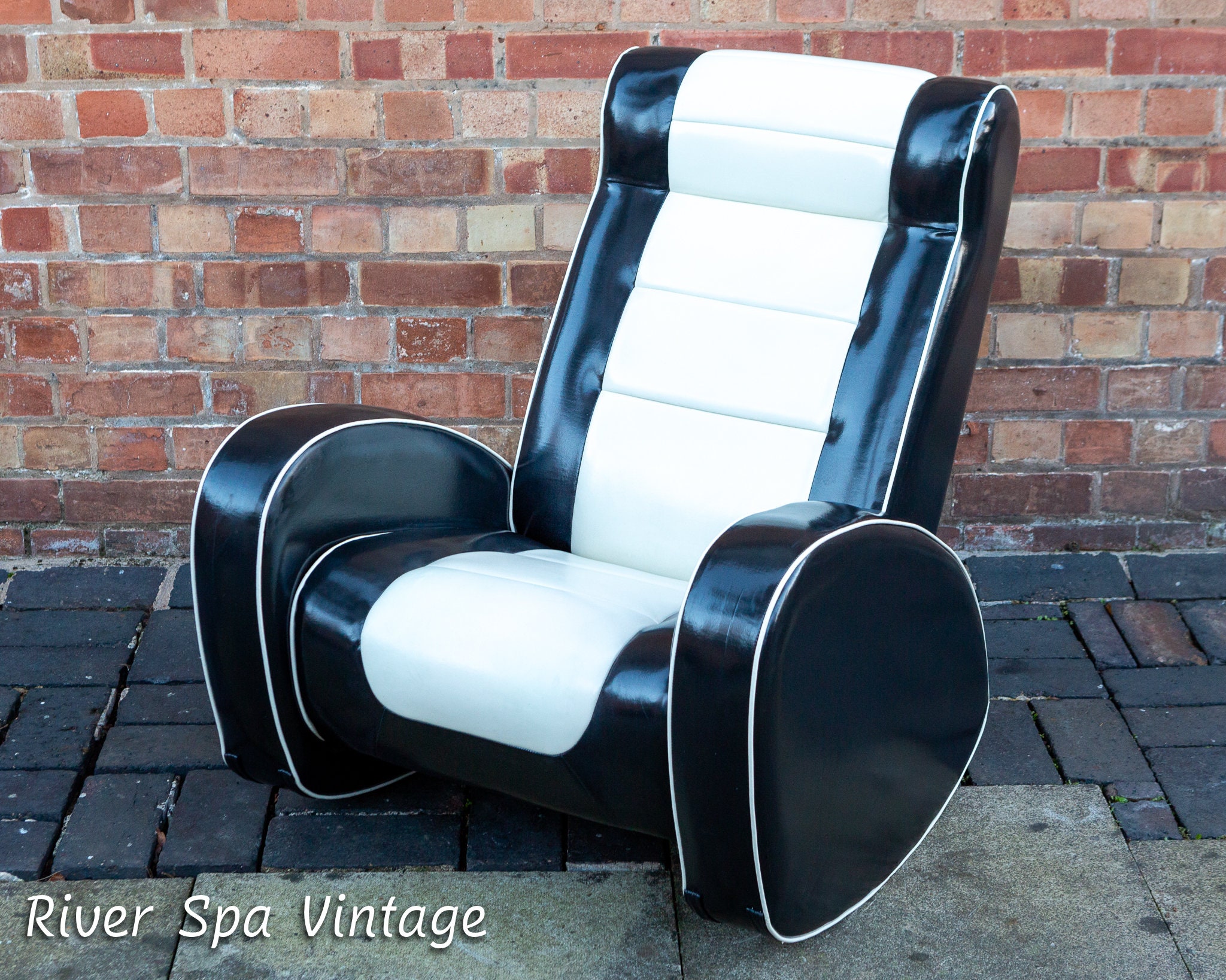 1950s Americana Style Rocking Chair Rockabilly Lounge Chair Black White ...