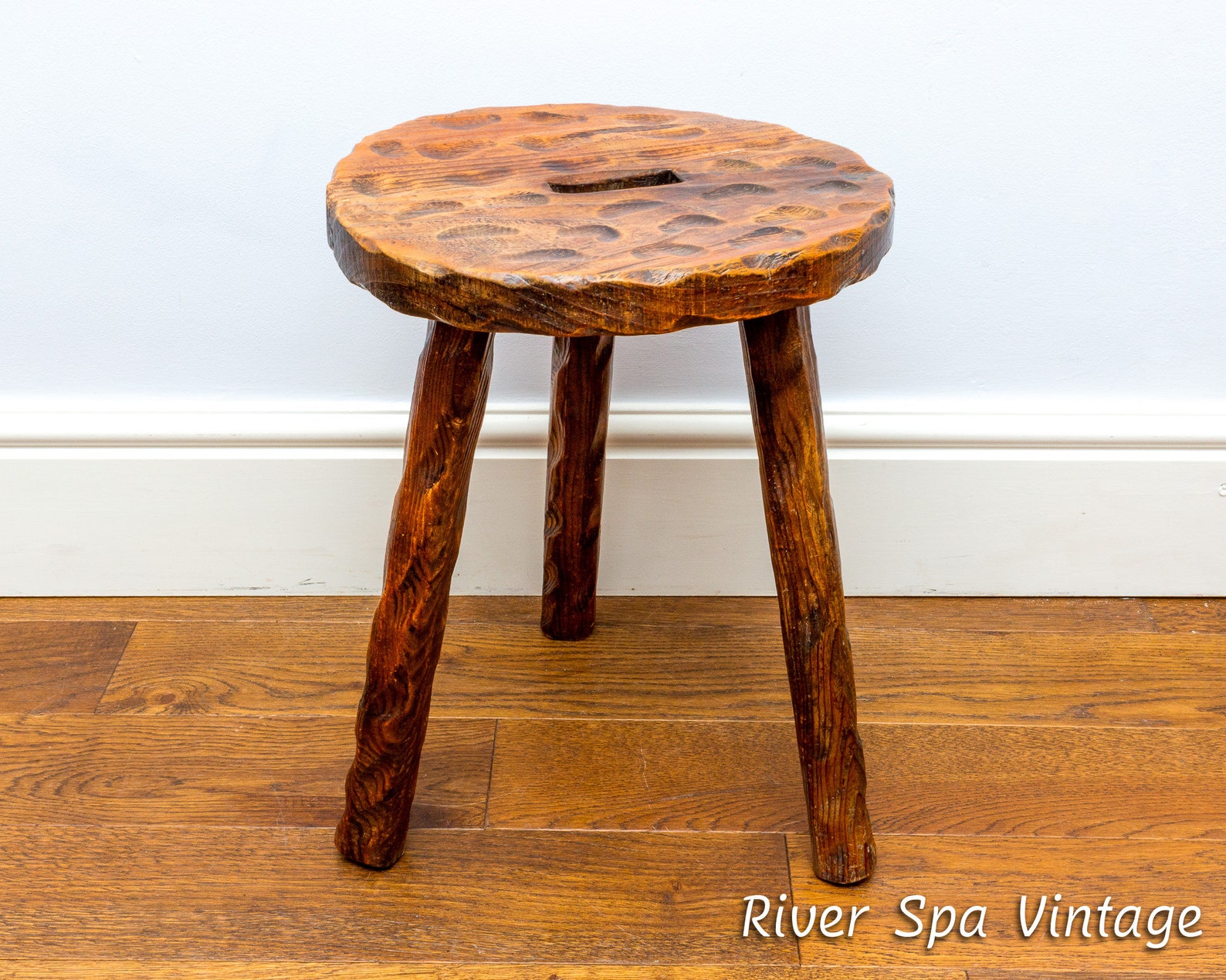 Vintage francés primitivo rústico tabouret trípode tabouret tabod ...