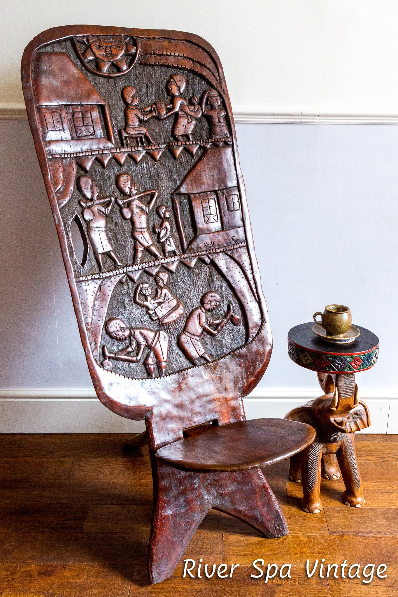 Exceptional Huge XL African Carved Mpingo Wood Tribal Chiefs Chair ...