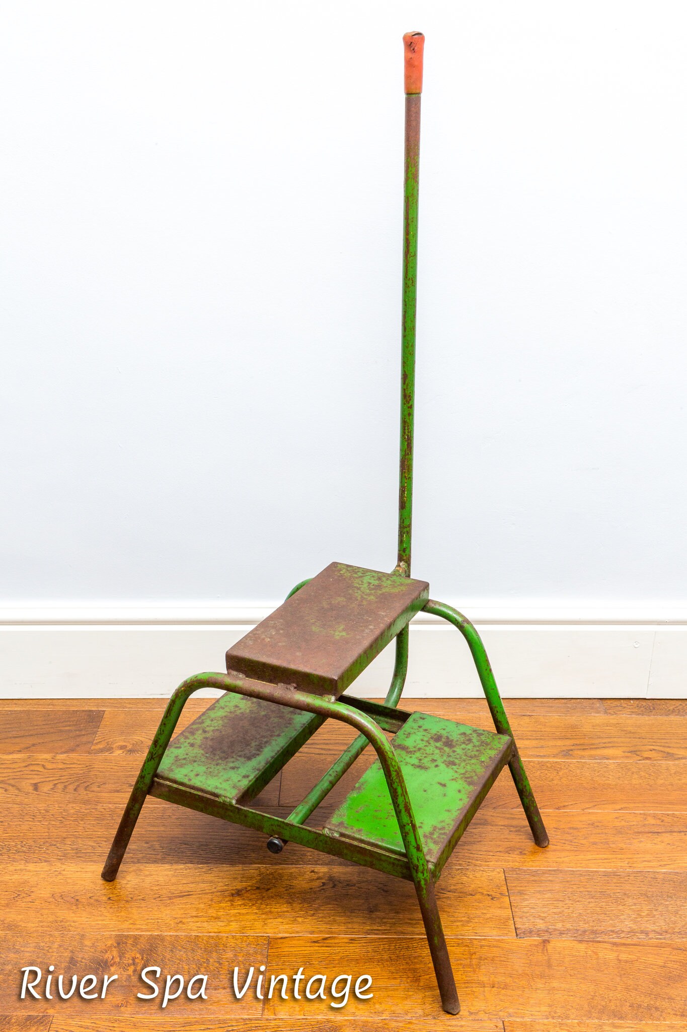 Early Mid Century Double Sided Shamrock Green Metal Steps With Handle ...