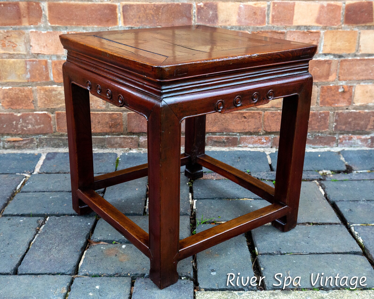Antique Chinese Square Table Red Elm Stool Shanxi Province Lamp Table ...