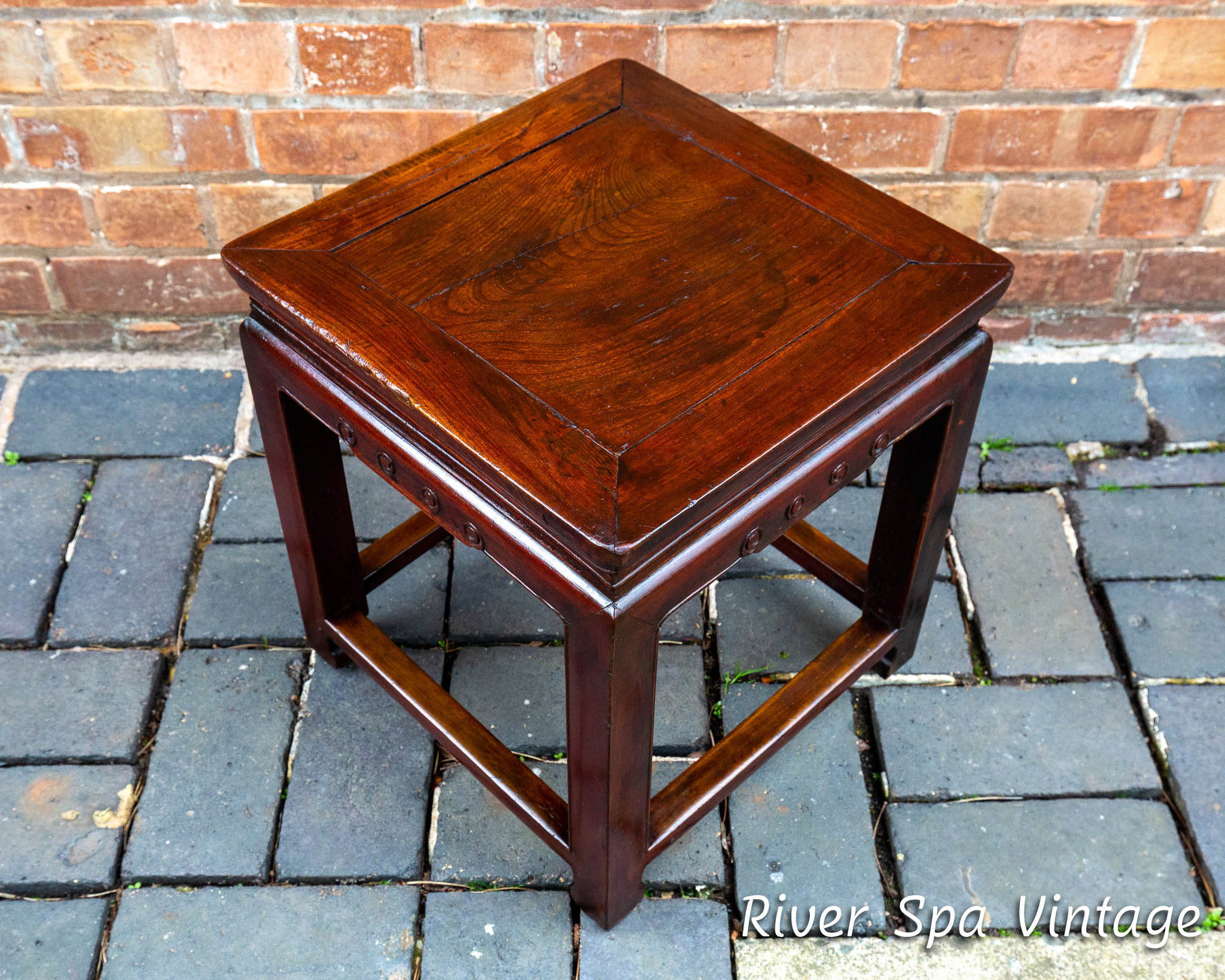 Antique Chinese Square Table Red Elm Stool Shanxi Province Lamp Table ...