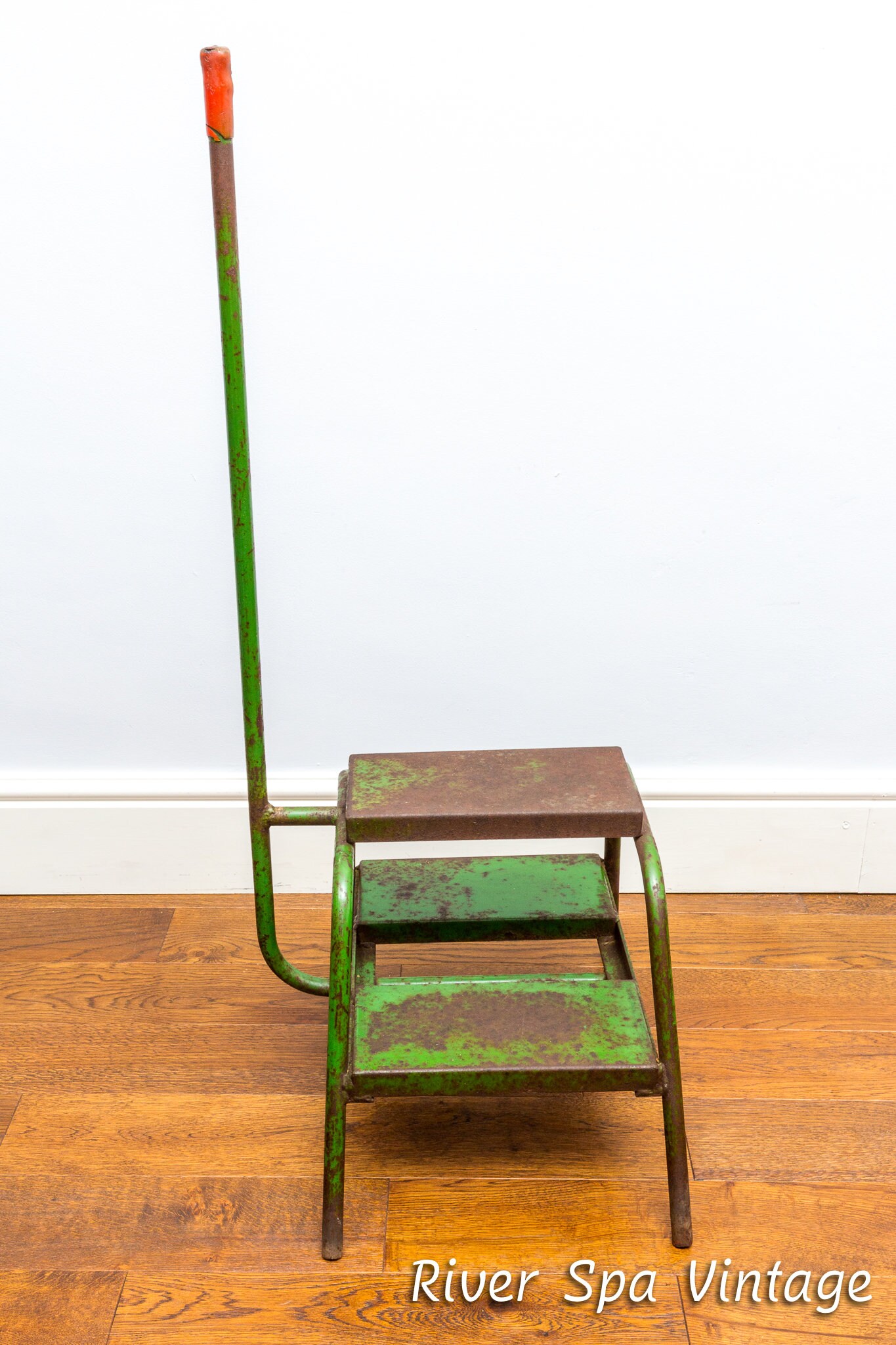 Early Mid Century Double Sided Shamrock Green Metal Steps With Handle ...