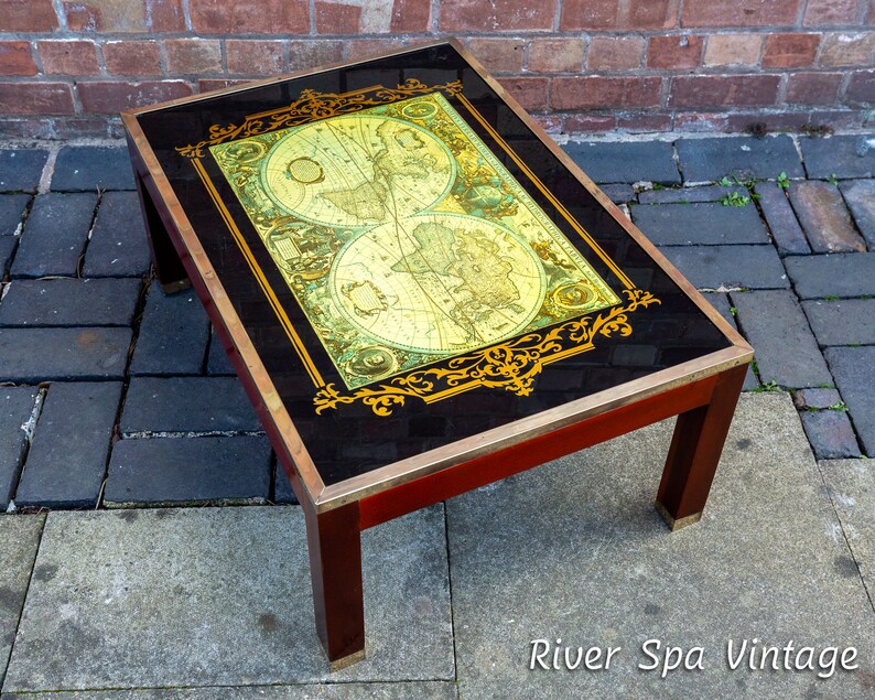 World Map Coffee Table Large Campaign Style Mid Century Atlas - Etsy
