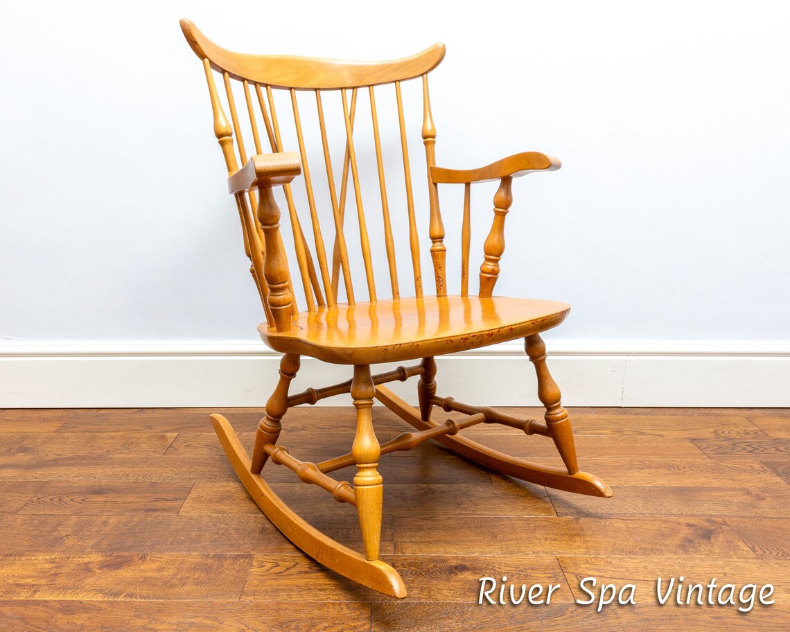 Rare Stoe of Yugoslavia Mid Century Vintage Solid Wood Windsor Rocking ...